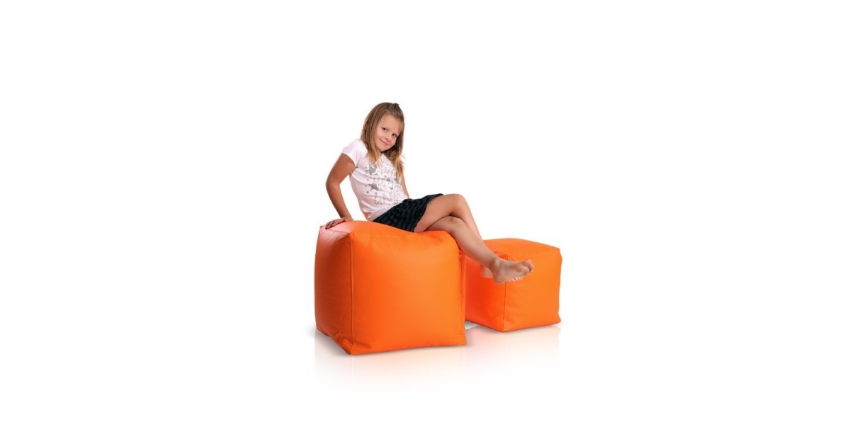 EMI - Vak na sedenie taburetka kocka malá oranžová EMI